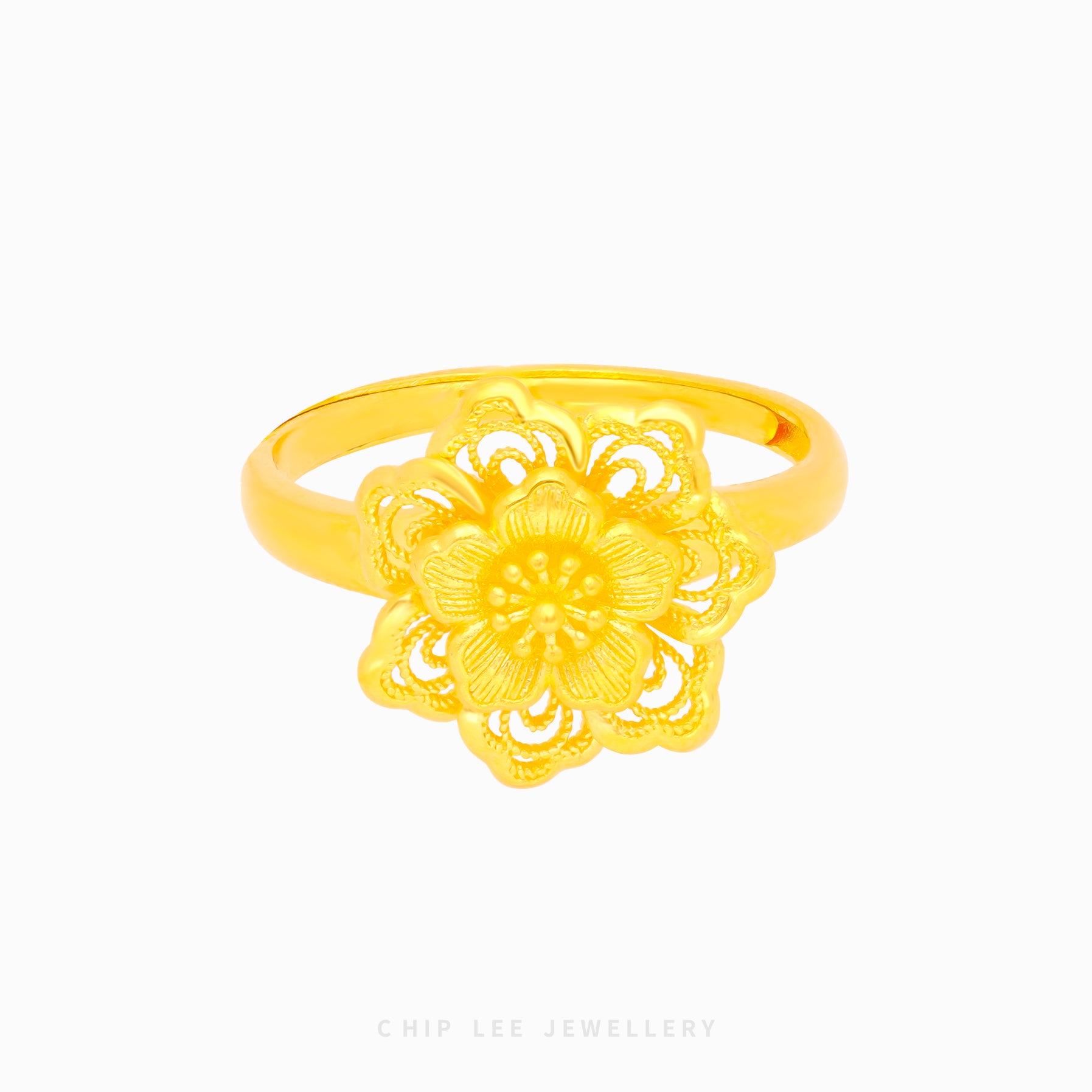 999 Pure Gold Traditional Floral Ring | Chip Lee Jewellery