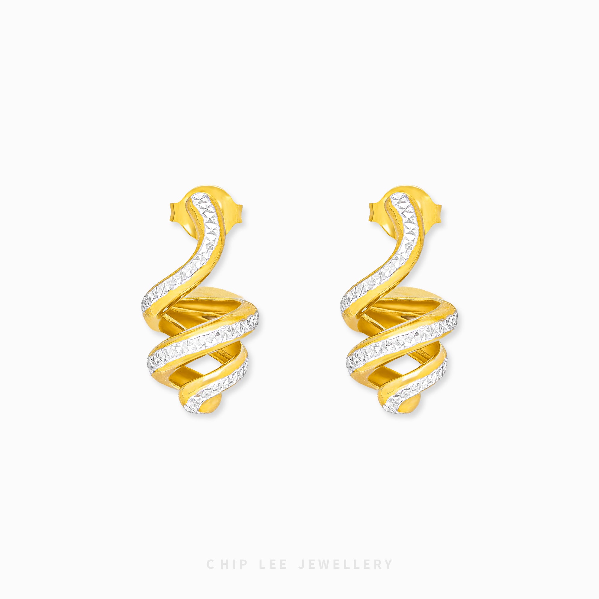 Duo Tone Spiral Earring - Chip Lee Jewellery Pte Ltd