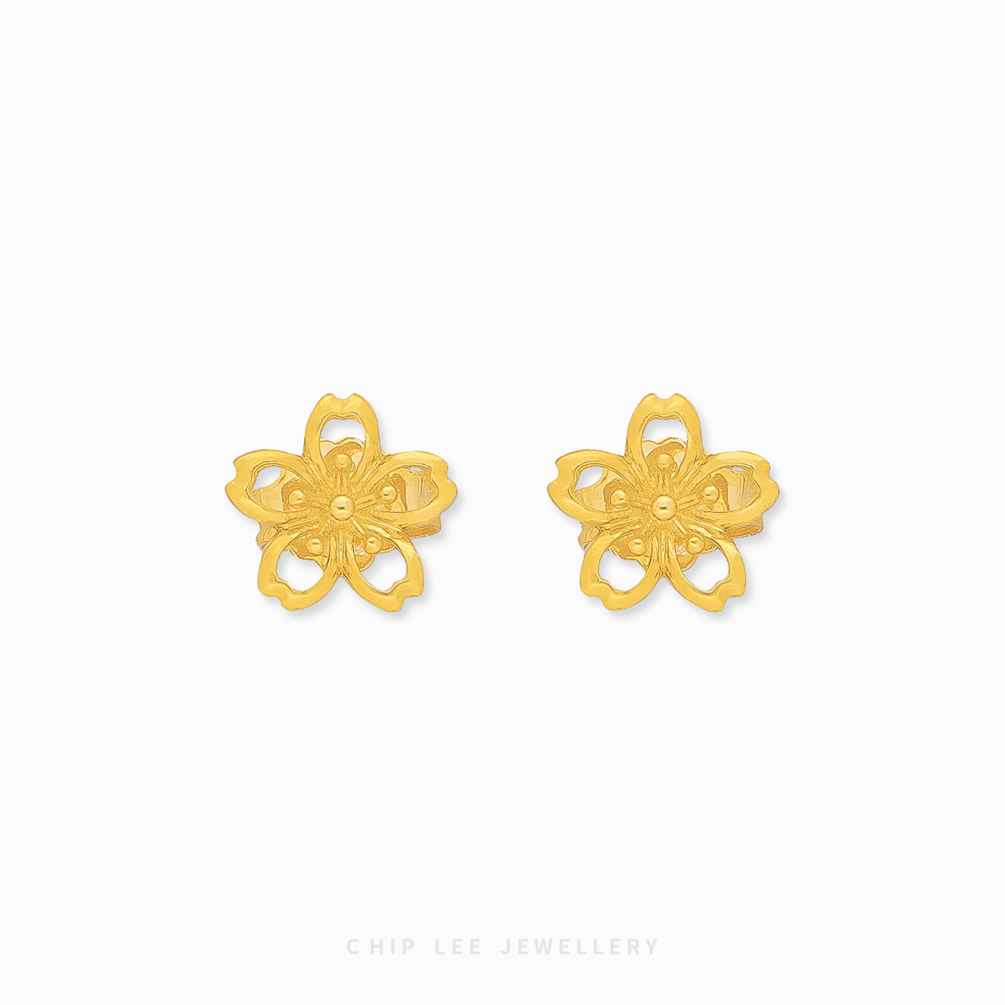 Sakura Earring | 916/22K Pure Gold Dangles | Chip Lee SG
