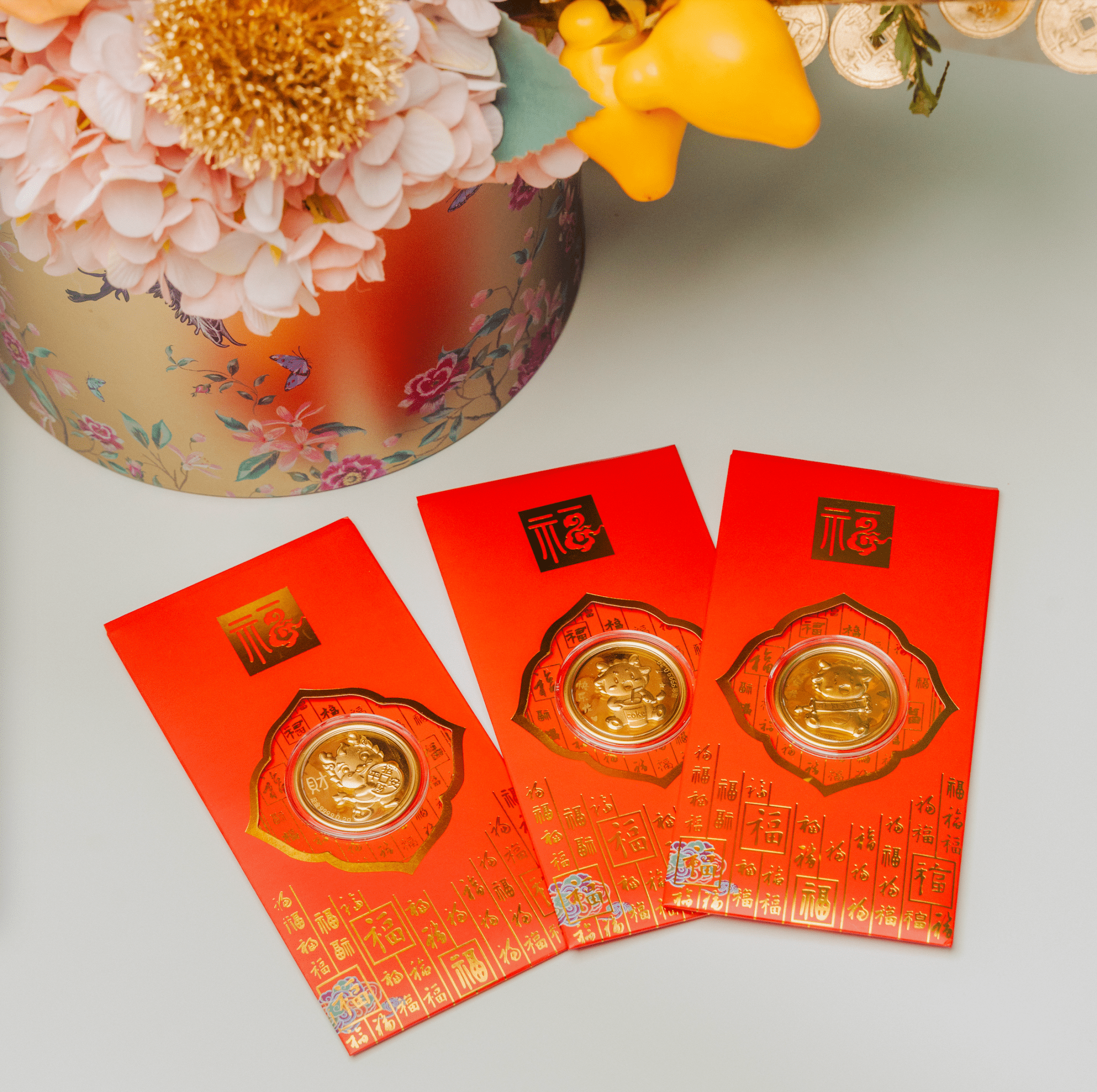 999 Pure Gold Dragon Gold Coin Red Packets (0.2g) - Chip Lee Jewellery ...